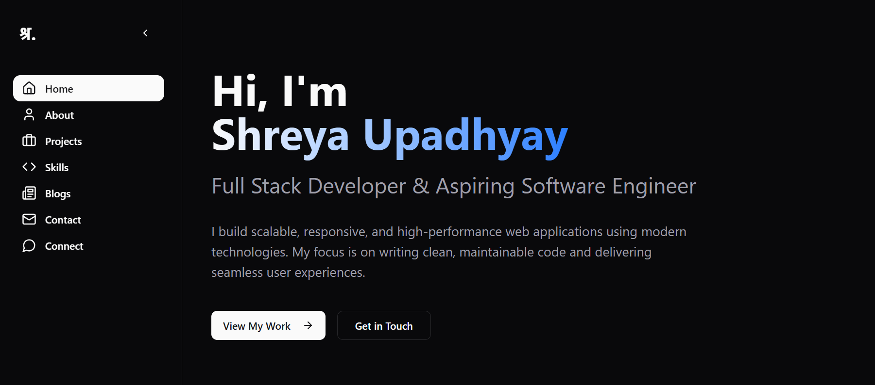 Shreya Upadhyay | Full Stack Developer Portfolio